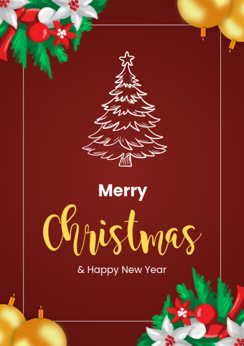 Copy of Red Joyful Christmas Cards A4 | PosterMyWall