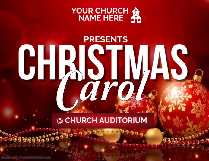 Red Joyful Christmas Carol Design With Red Bright Color Just For Church ...