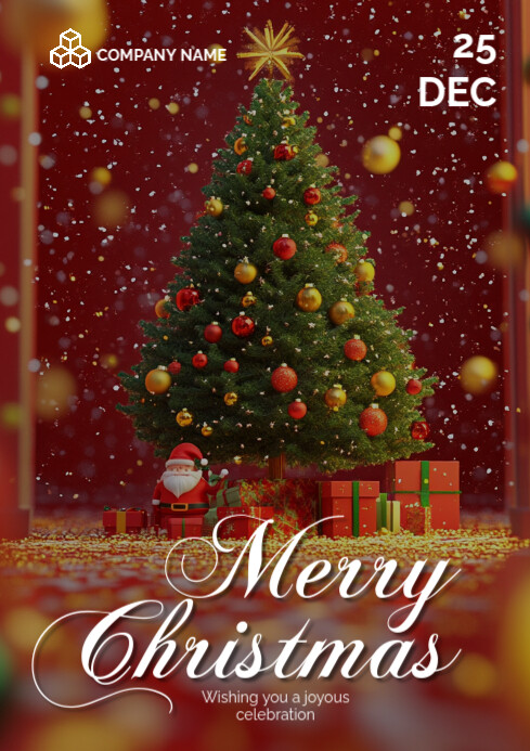 Modèle Red Joyful Christmas Celebration A3 | PosterMyWall