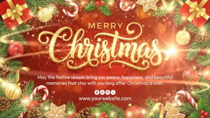 Red Joyful Christmas Celebration Digital Display (16:9) Template ...