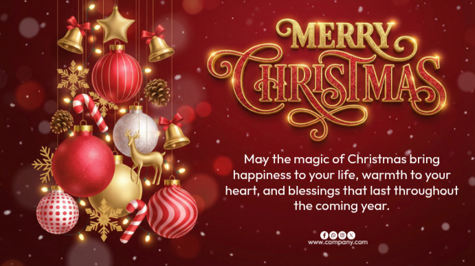 Plantilla de Red Joyful Christmas Celebration Digital Display (16:9 ...