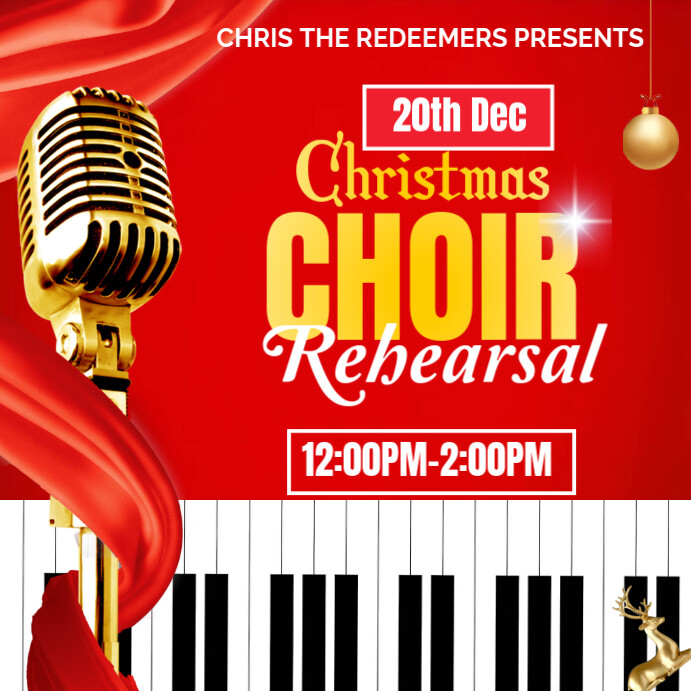 Red Joyful Christmas Choir Rehearsal Instagram Post Template | PosterMyWall