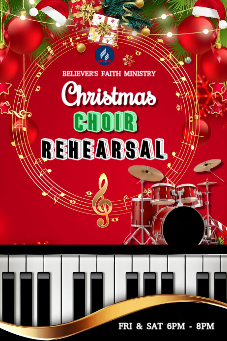 Red Joyful Christmas Choir Rehearsal Poster Template | PosterMyWall