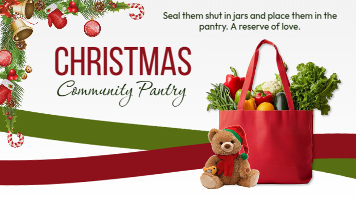Red Joyful Christmas Community Pantry Blog Header Template | PosterMyWall