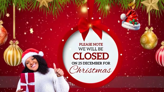 Red Joyful Christmas Day Closure* Digital Display (16:9) Template ...