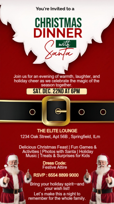 Copy of Red Joyful Christmas Dinner With Santa Instagram Story ...
