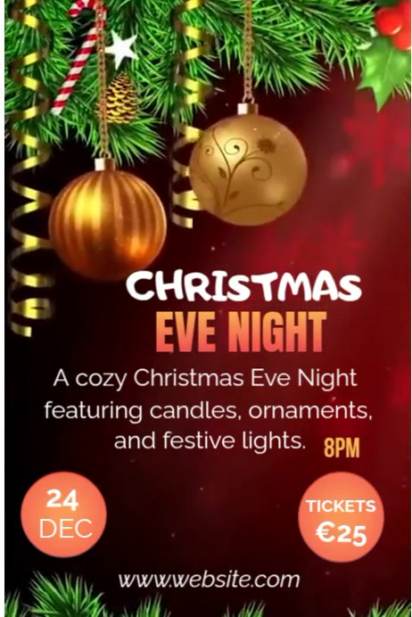 Red Joyful Christmas Eve Poster Template | PosterMyWall