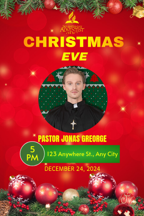 Red Joyful Christmas Eve scedule Poster Template | PosterMyWall