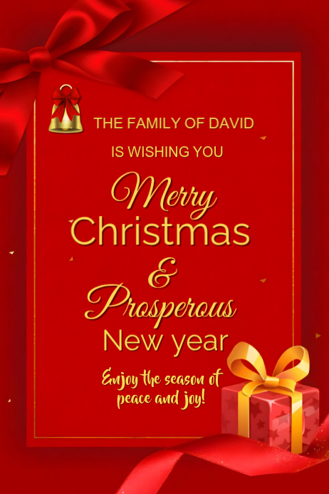 Red Joyful Christmas Greeting Card Poster Template | PosterMyWall