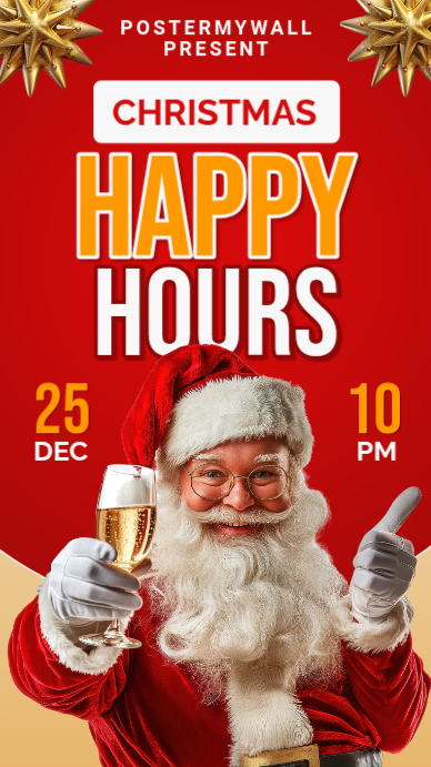 Red Joyful Christmas Happy Hours Instagram Story Template | PosterMyWall