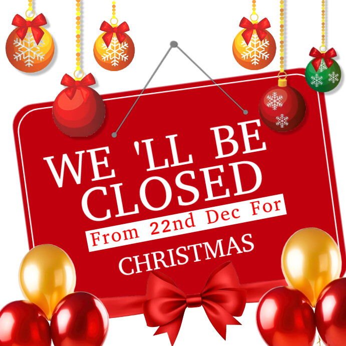Copy of Red Joyful Christmas Holiday Closure Notice Design Template Square (1:1) | PosterMyWall