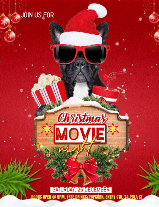 Copy of Red Joyful Christmas Movie Night Flyer (us Letter) | PosterMyWall
