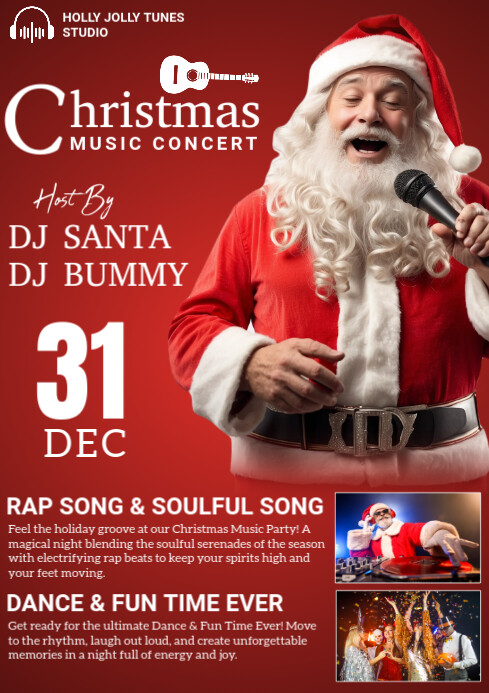 Copy of Red Joyful Christmas Music Concert A4 | PosterMyWall