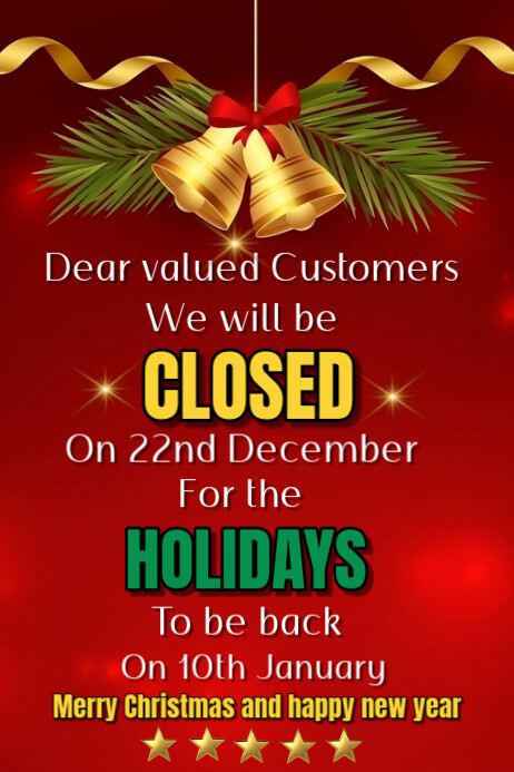 Plantilla de Red Joyful Christmas Notice Poster | PosterMyWall