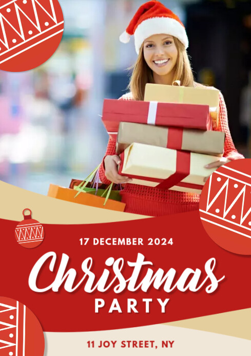 Copy of Red Joyful Christmas Party A4 | PosterMyWall