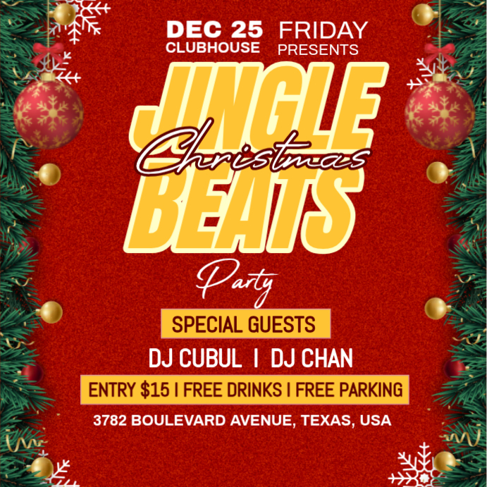 Plantilla de Red Joyful Christmas Party Instagram Post | PosterMyWall