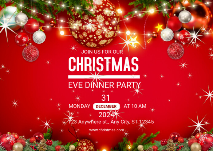 Red Joyful Christmas Party Postcard Template | PosterMyWall