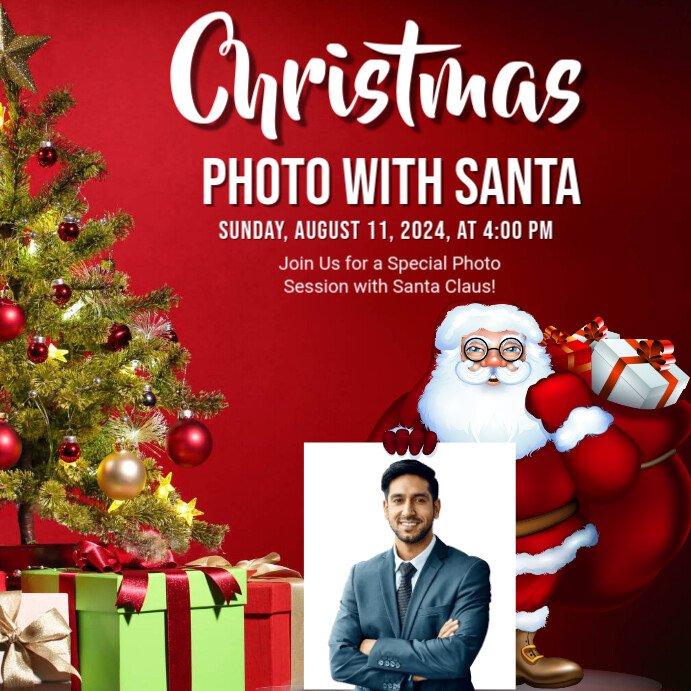 Copy of Red Joyful Christmas Photo With Santa Service Flyer Instagram Post | PosterMyWall