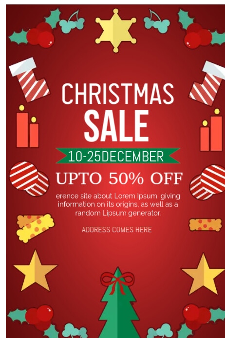 Red Joyful Christmas Poster Template | PosterMyWall