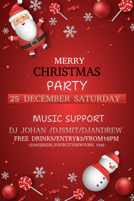 Red Joyful Christmas Poster Template | PosterMyWall