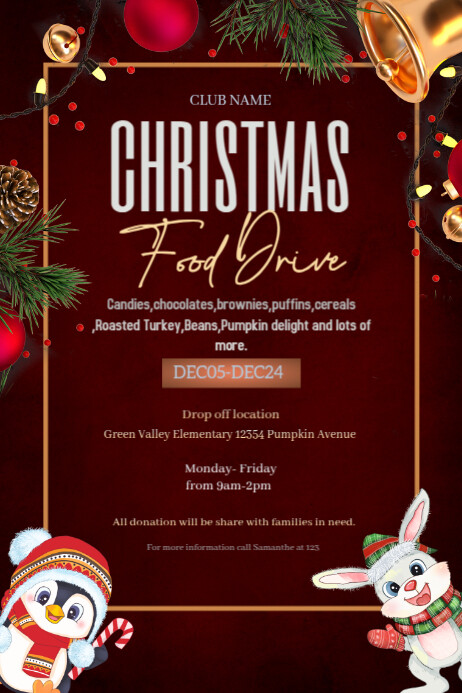 Red Joyful Christmas Poster Template | PosterMyWall