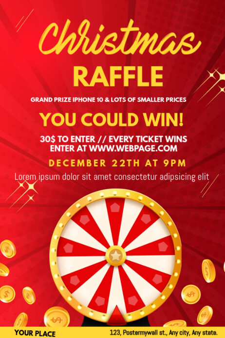 Copy of Red Joyful Christmas Raffles Poster | PosterMyWall