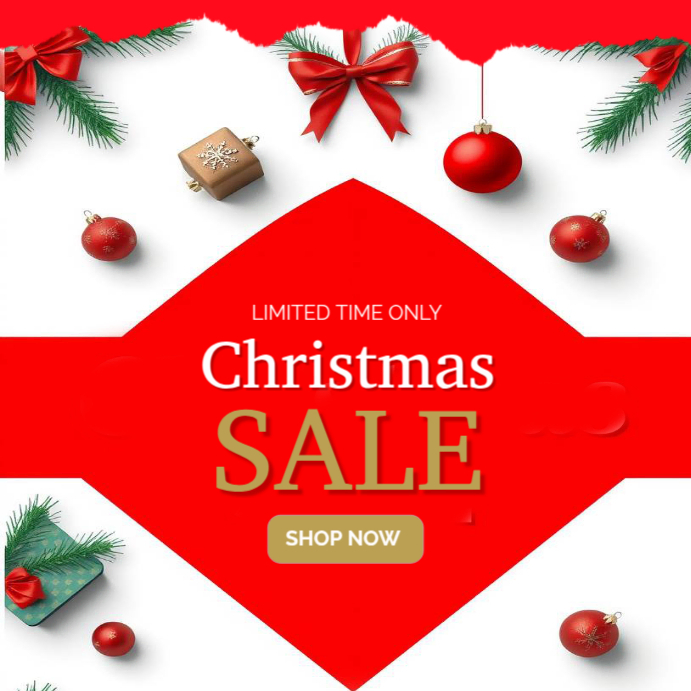 Red Joyful Christmas Sale Instagram Post Template | PosterMyWall