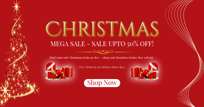 Red Joyful Christmas Sale Template Facebook Ad | PosterMyWall