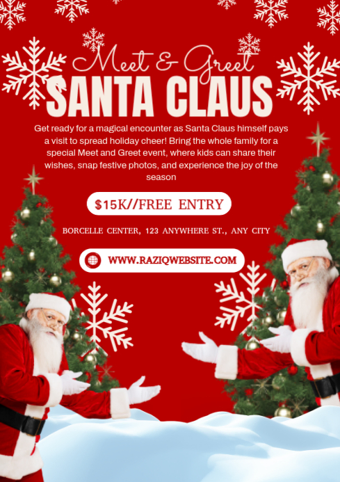 Red Joyful Christmas Santa A4 Template | PosterMyWall