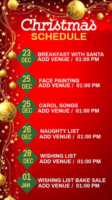 Copy of Red Joyful Christmas Schedule Flyer Instagram Story | PosterMyWall