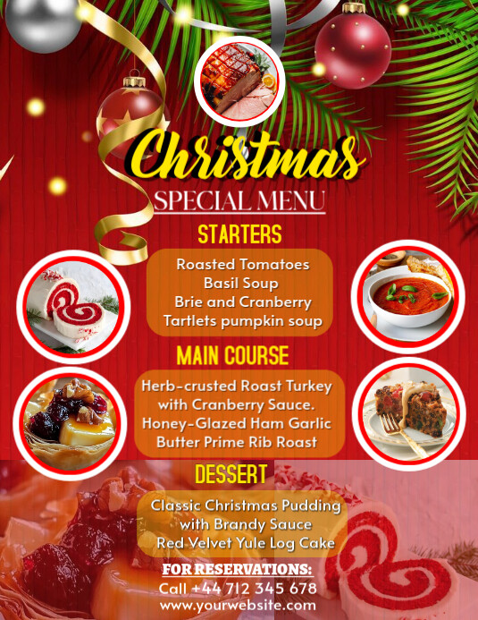 Red Joyful Christmas Special Menu Flyer (us Letter) Template | PosterMyWall