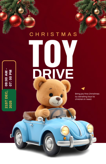 Red Joyful Christmas Toy Drive Design Template Tabloid | PosterMyWall