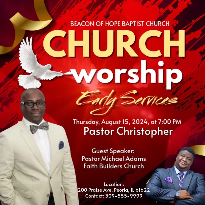 Red Joyful Church Worship Early Services Instagram Post Template ...