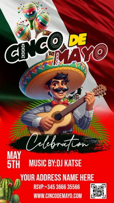 Plantilla de Red Joyful Cinco de Mayo Celebration Tiktok Video Video ...