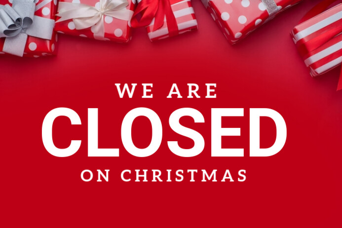 Red Joyful Closed On Christmas Label Template | PosterMyWall