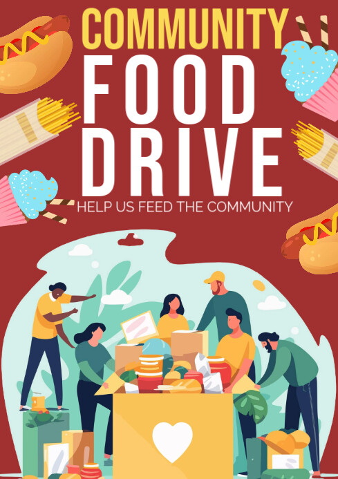 Copy of Red Joyful Community Food Drive A4 | PosterMyWall