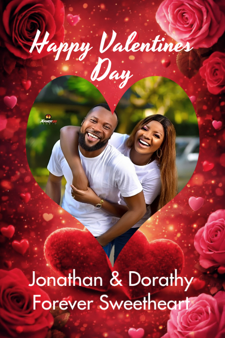 Red Joyful Couple Valentine Day Poster Template | PosterMyWall