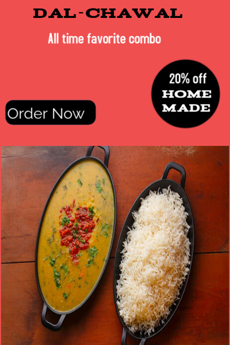 Red Joyful Dal Chawal Poster Template | PosterMyWall