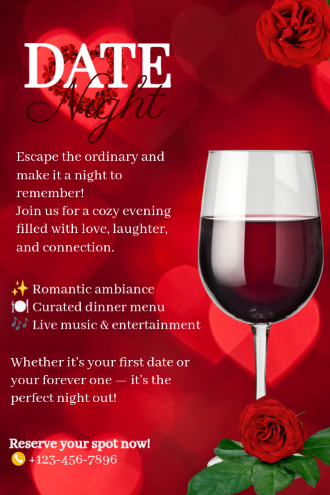 Red Joyful Date Night Poster Template | PosterMyWall