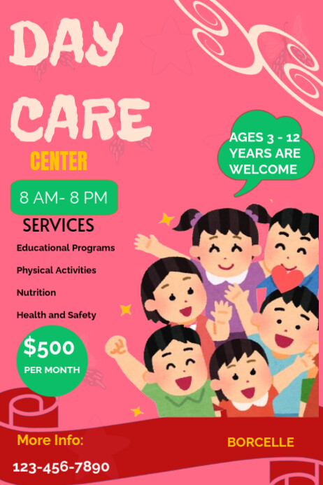 Copy of Red Joyful Day Care Advertisement Template Poster | PosterMyWall