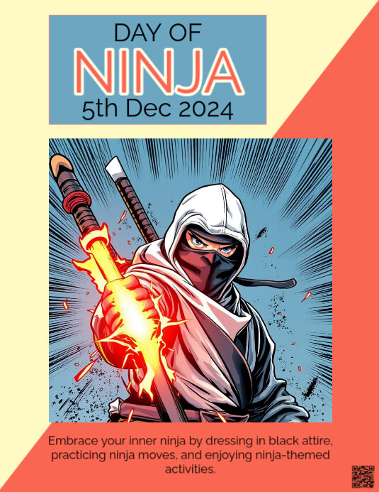 Red Joyful Day Of Ninja Flyer (us Letter) Template | PosterMyWall
