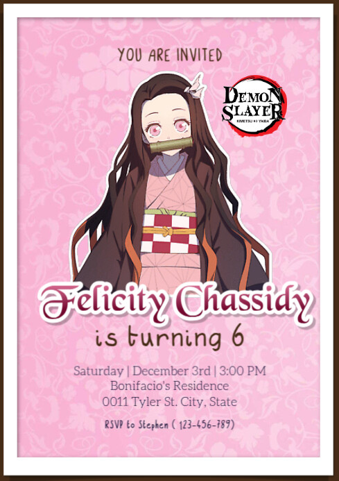 Red Joyful Demon Slayer Birthday A4 Template | PosterMyWall