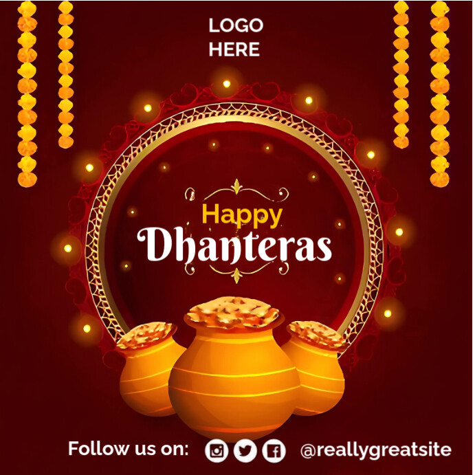 Red Joyful Dhanteras Flyer Instagram Post Template | PosterMyWall