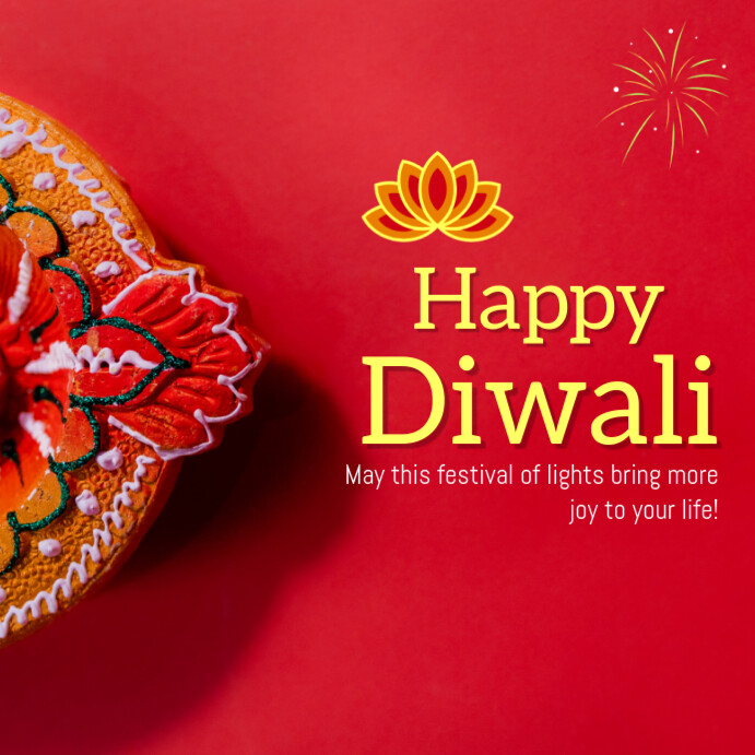 Red Joyful Diwali Instagram Post Template | PosterMyWall
