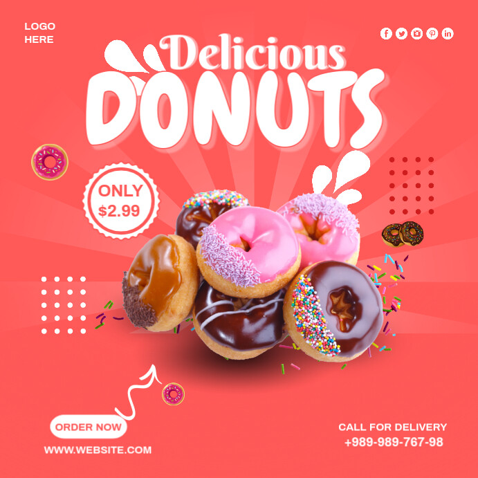 Red Joyful Donuts Instagram Post Template | PosterMyWall