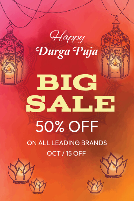 Red Joyful Durga Puja Sale Ads Poster Poster Template | PosterMyWall