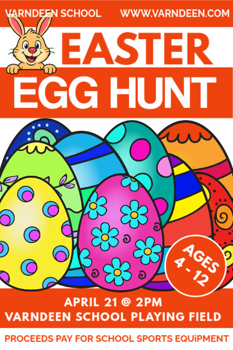 Red Joyful Easter Egg Hunt Event Poster Template | PosterMyWall