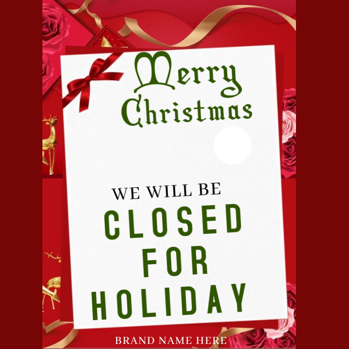 Red Joyful Elegant Closed For Christmas Brand Instagram Post Template ...