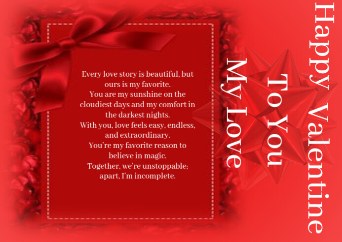 Red Joyful Eternal Love Valentine Greeting Card Postcard Template ...