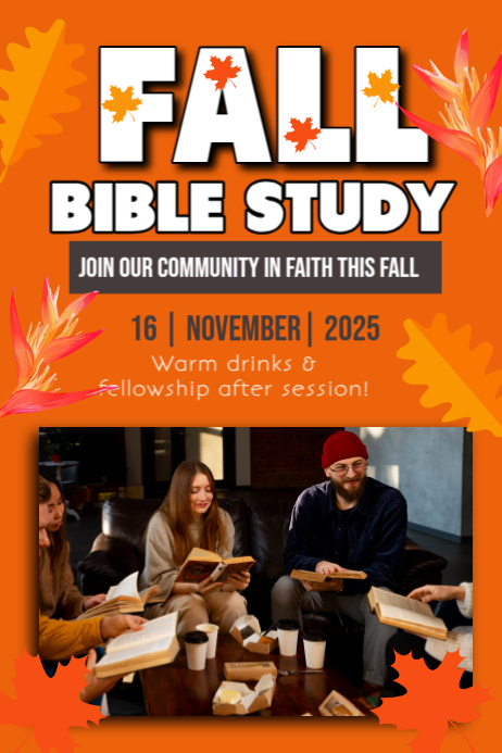 Red Joyful Fall Bible Study Poster Template | PosterMyWall